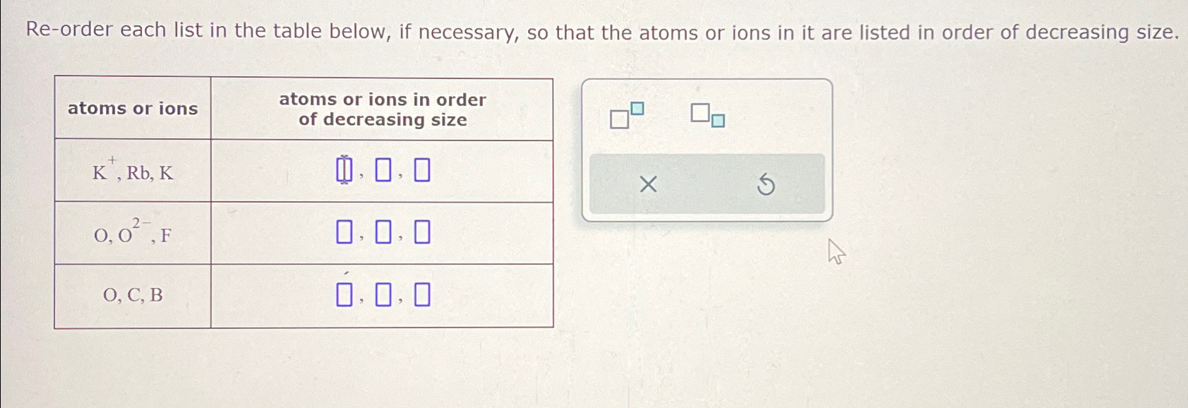Solved Re-order each list in the table below, if necessary, | Chegg.com