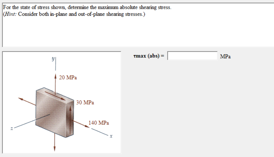 Solved 16. ﻿For the state of stress shown, determine the | Chegg.com