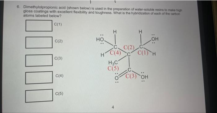Solved Dimethylolpropionic acid (shown below) is used in the | Chegg.com