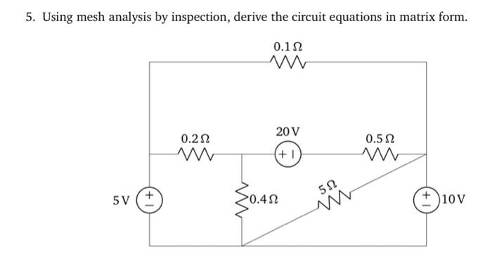 5. Using mesh analysis by inspection, derive the | Chegg.com
