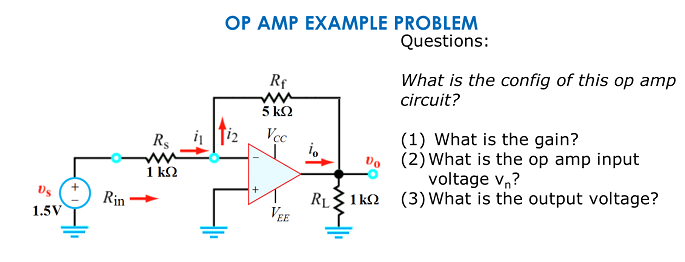 Solved OP AMP EXAMPLE PROBLEMQuestions:What is the config of | Chegg.com Solved OP AMP EXAMPLE PROBLEMQuestions:What is the config of | Chegg.com