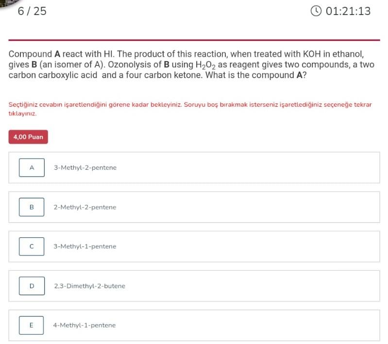 Solved 6/25 O 01:21:13 Compound A react with HI. The product | Chegg.com