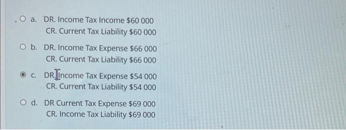 a. DR. Income Tax Income $60000 CR. Current Tax | Chegg.com
