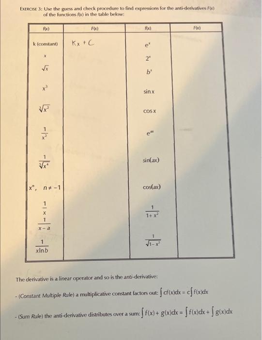 Solved ExERCISE 3: Use the guess and check procedure to find | Chegg.com