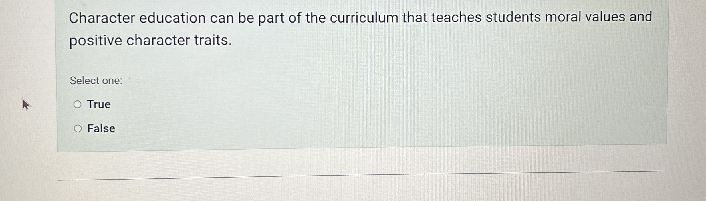 Solved Character education can be part of the curriculum | Chegg.com