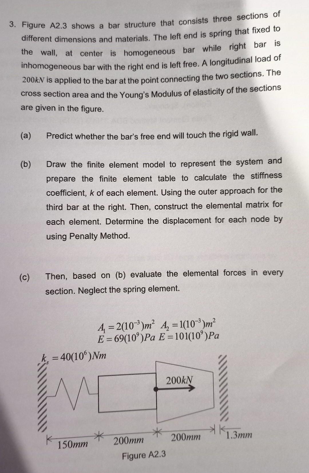 3. Figure A2.3 shows a bar structure that consists | Chegg.com