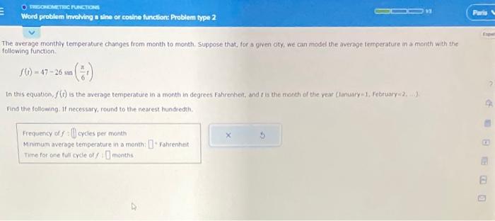 Solved The average monthly temperature changes from month to | Chegg.com