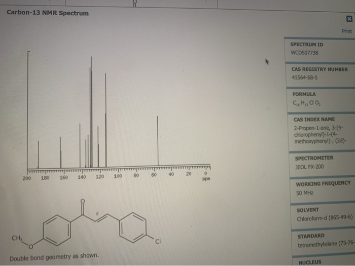 Solved Carbon-13 NMR Spectrum Print SPECTRUM ID WCDS07738 | Chegg.com