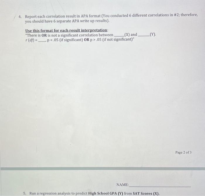 Solved SPSS Lab: Correlation and Regression There are a lot | Chegg.com