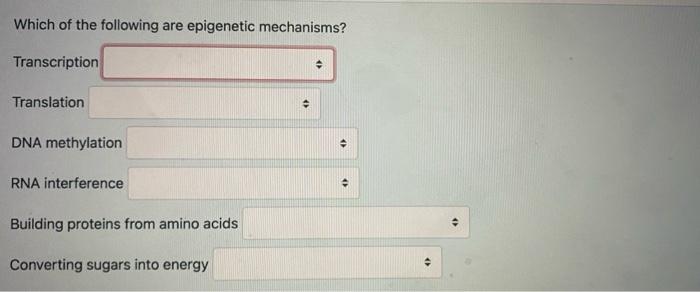 Solved Which of the following are epigenetic mechanisms? | Chegg.com