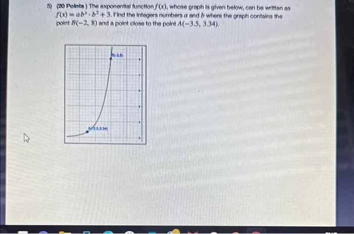 Solved 5) (20 Polnta) The exponential function f(x), whose | Chegg.com