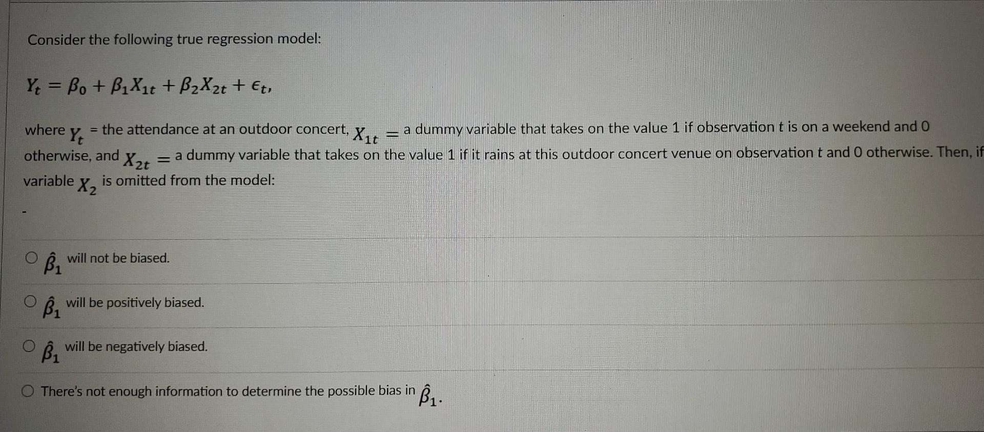 Solved Consider the following true regression model: Y = Bo | Chegg.com