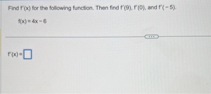 Solved Find f′(x) for the following function. Then find | Chegg.com