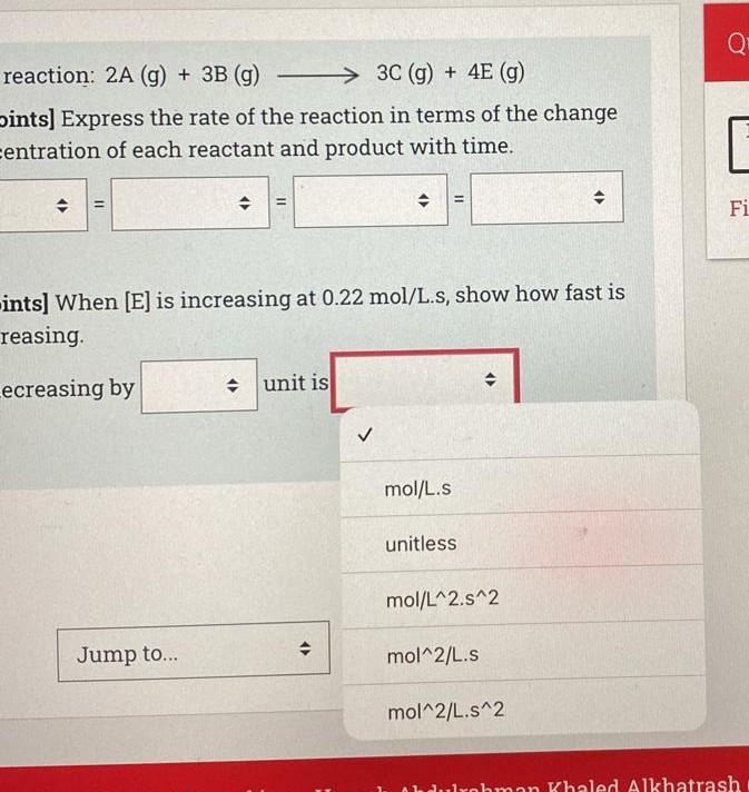 Solved For the reaction: 2 A( g)+3 B( g) 3C(g)+4E(g) a. [12 | Chegg.com