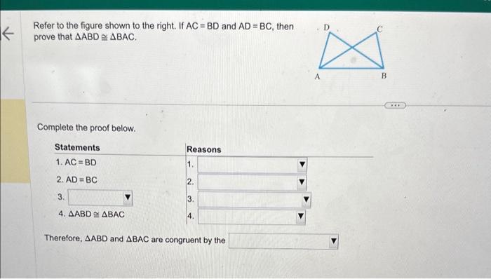 Solved Refer to the figure shown to the right. If AC=BD and | Chegg.com