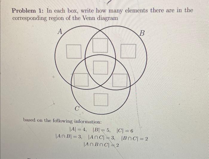 Solved Problem 1: In each box, write how many elements there | Chegg.com