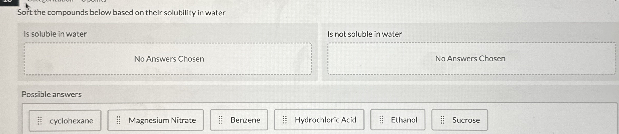 Solved Sort the compounds below based on their solubility in | Chegg.com