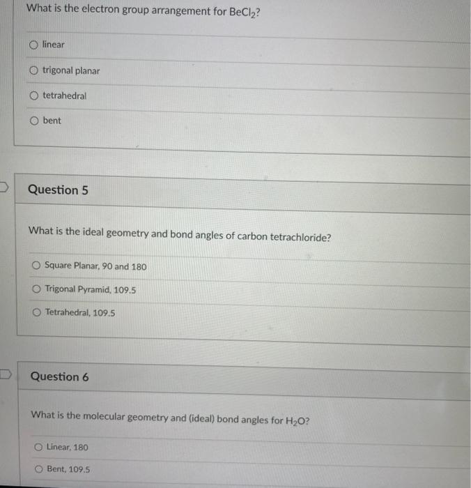 Solved What is the ideal geometry and bond angles for | Chegg.com