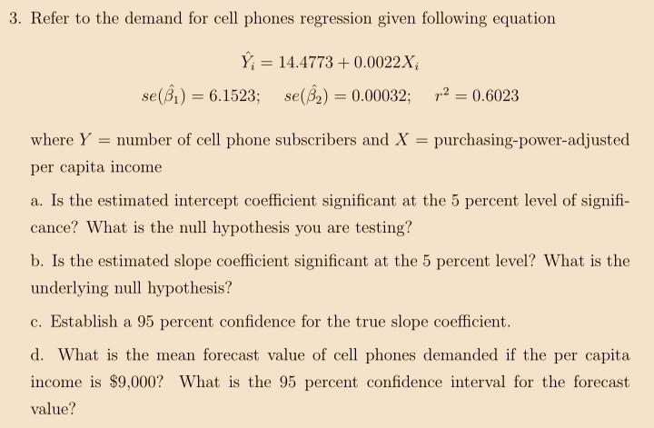 Solved Refer to the demand for cell phones regression given | Chegg.com