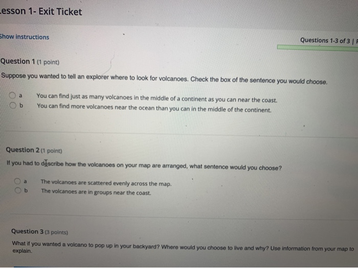 Solved esson 1- Exit Ticket how instructions Questions 1-3 | Chegg.com
