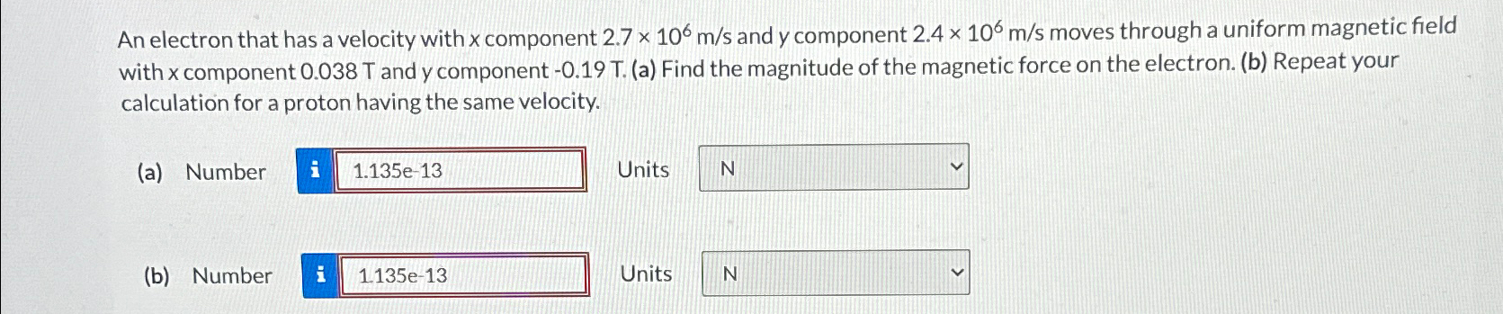 Solved An electron that has a velocity with x ﻿component | Chegg.com