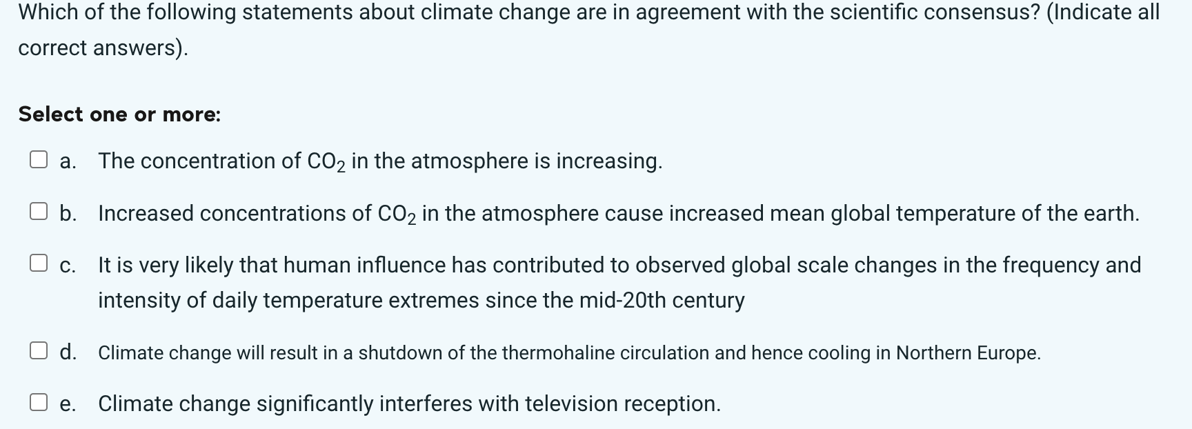 Solved Which of the following statements about climate | Chegg.com
