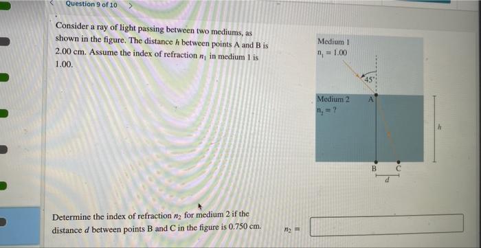 Solved Question 9 of 10 Consider a ray of light passing | Chegg.com
