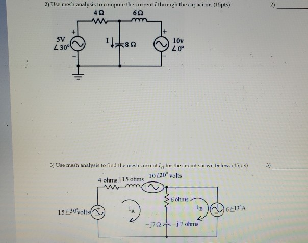 Solved 2) Use mesh analysis to compute the current I through | Chegg.com