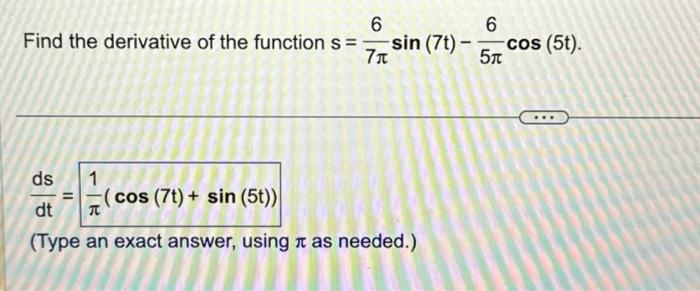 Solved Find the derivative of the function | Chegg.com