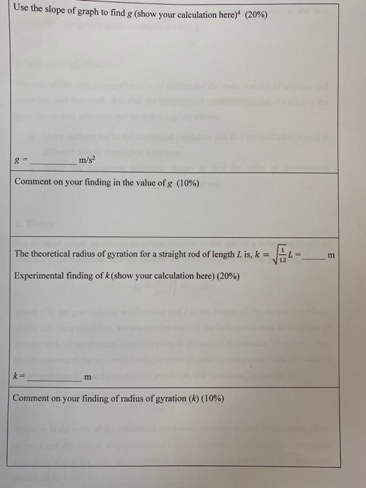 Solved Lab report of using the compound Pendulum to find the | Chegg.com