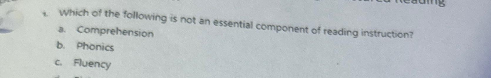 Solved Which of the following is not an essential component | Chegg.com