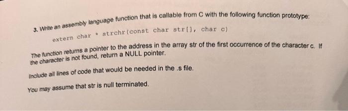 Solved 3 Write An Assembly Language Function That Is 