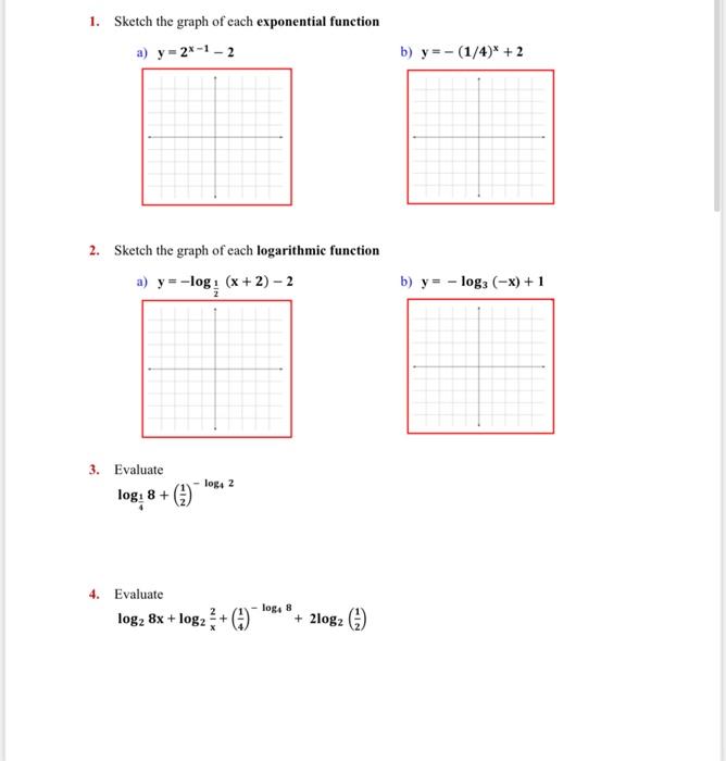 Solved 1. Sketch the graph of each exponential function a) y | Chegg.com