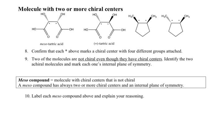 Solved Molecule with two or more chiral centers 8. Confirm | Chegg.com