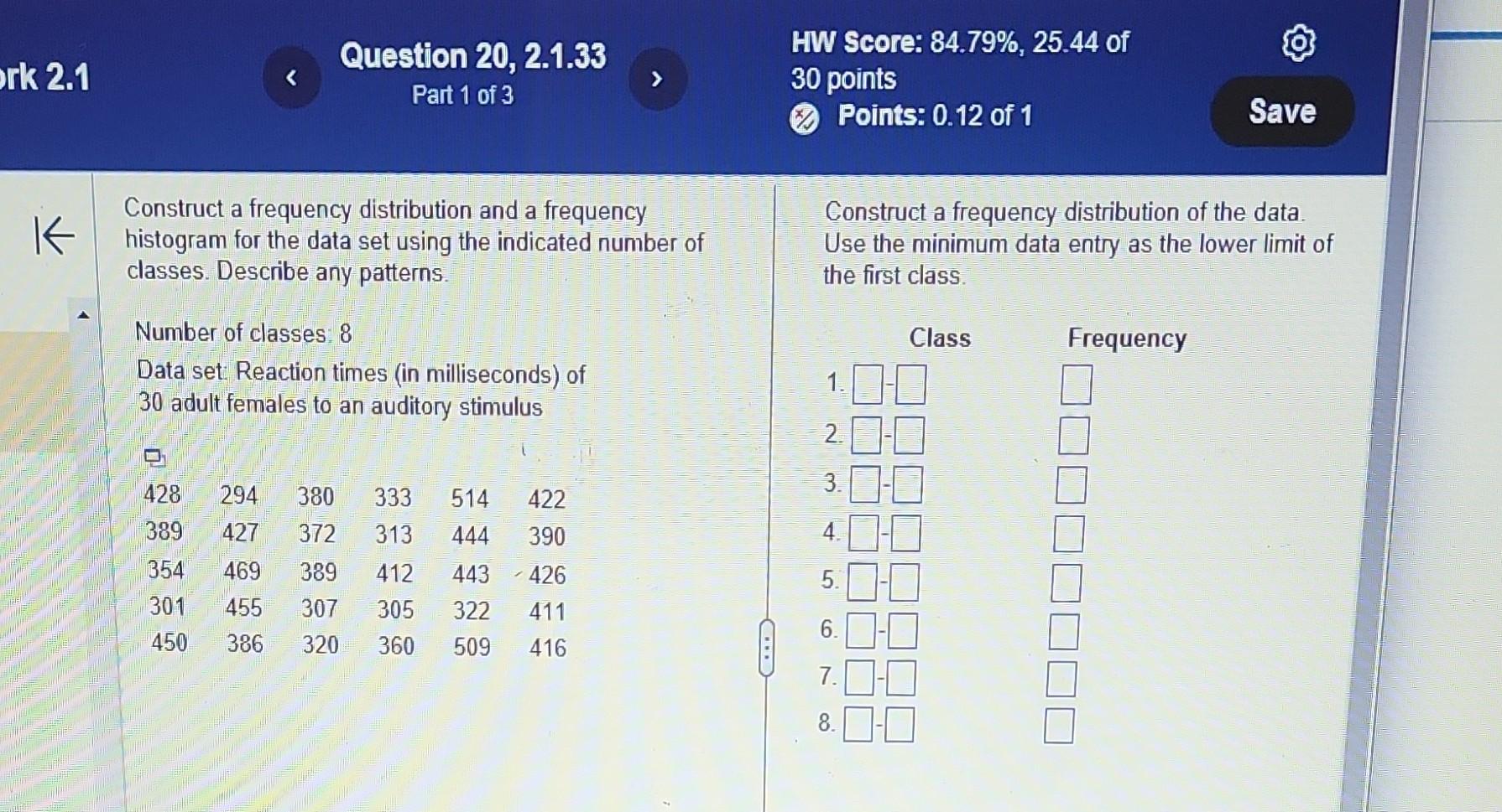 Solved Construct a frequency distribution and a frequency | Chegg.com