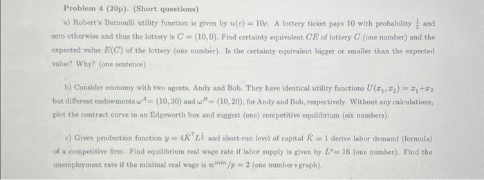 Solved Problem 3. (25p) (Producers) A producer has the | Chegg.com