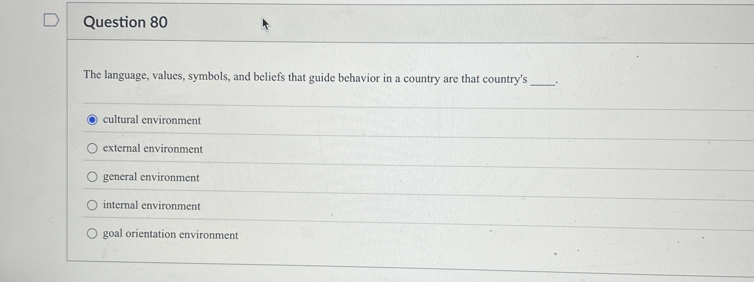 Solved Question 80The language, values, symbols, and beliefs | Chegg.com