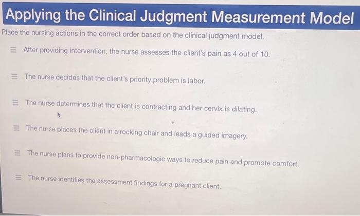 Solved Applying the Clinical Judgment Measurement Model | Chegg.com