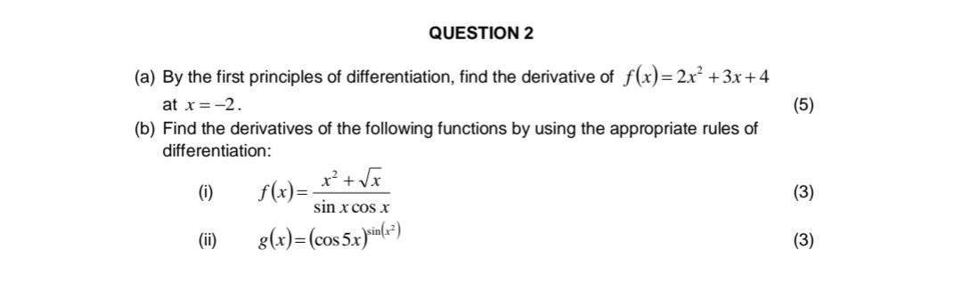 Solved (a) By the first principles of differentiation, find | Chegg.com