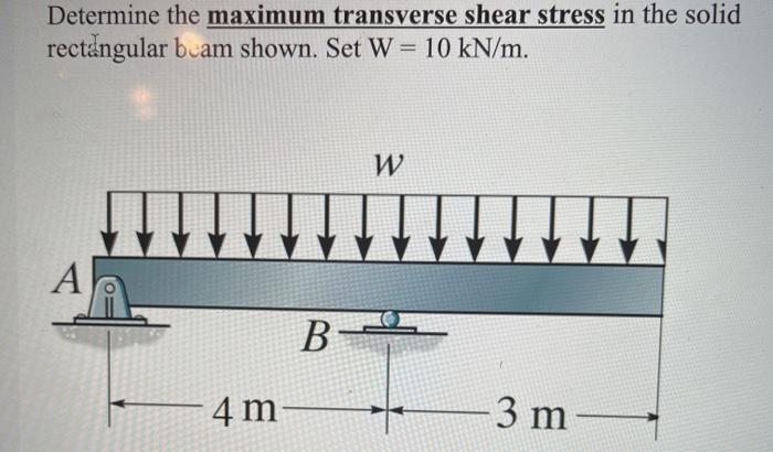 Solved Determine the maximum transverse shear stress in the | Chegg.com