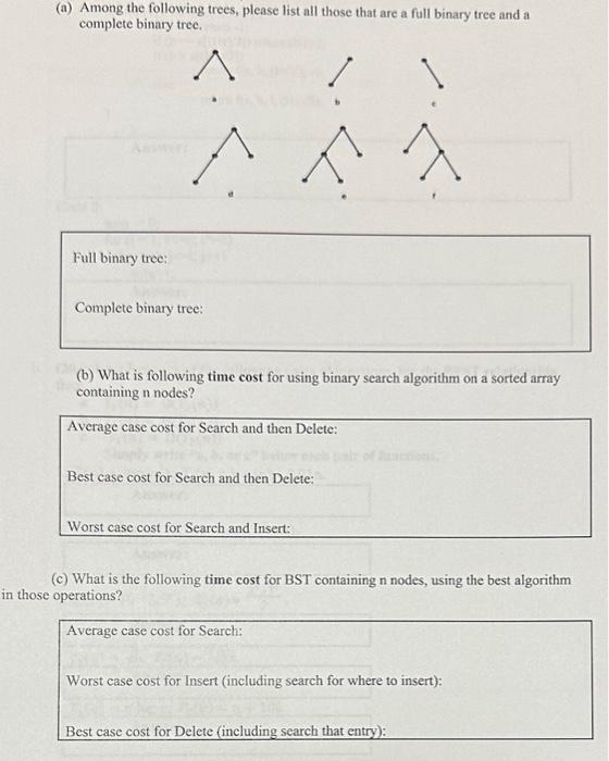 Solved (a) Among the following trees, please list all those | Chegg.com