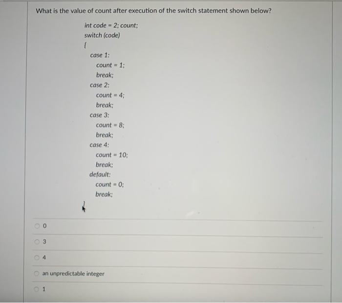 Solved What is the value of count after execution of the | Chegg.com