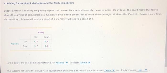 Solved 7. Solving for dominant strategies and the Nash | Chegg.com