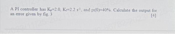 Solved A PI controller has Kp=2.0,Kr=2.2 s−1, and pi(0)=40%. | Chegg.com