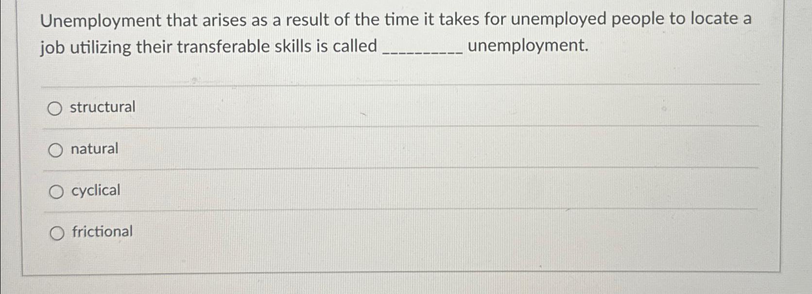 Solved Unemployment that arises as a result of the time it | Chegg.com