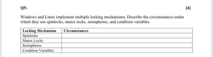 Solved Windows and Linux implement multiple locking | Chegg.com