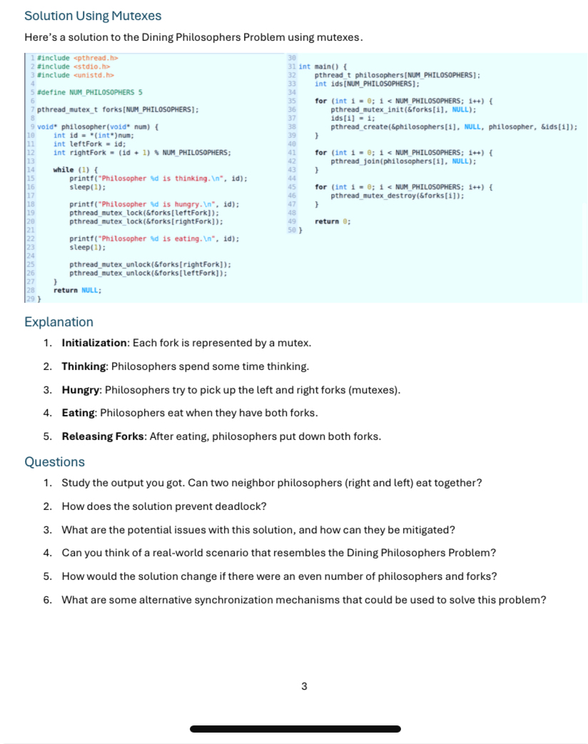 Solved The Dining Philosophers ProblemProblem DescriptionThe | Chegg.com