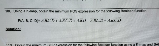 Solved 100. Using a K-map, obtain the minimum POS expression | Chegg.com
