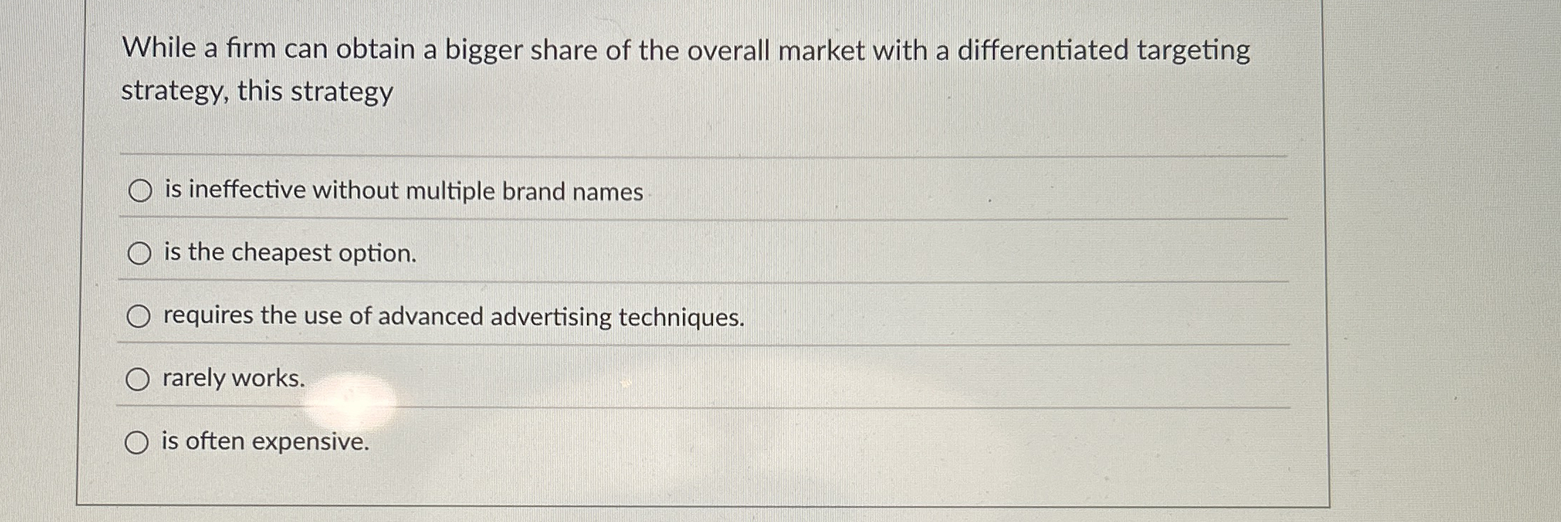 Solved While a firm can obtain a bigger share of the overall | Chegg.com