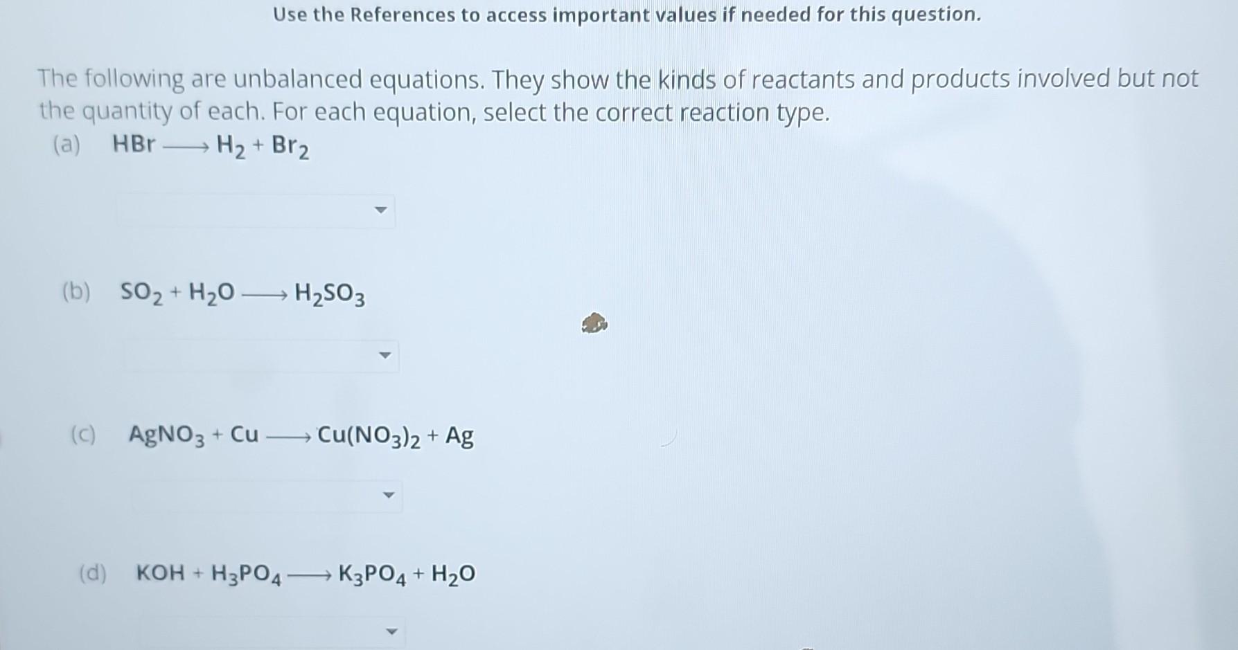 Solved The following are unbalanced equations. They show the | Chegg.com